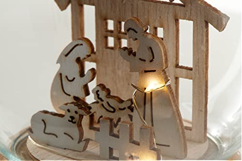 Giftcraft Holy Nativity Set for Christmas, Light Up Christmas Snow Globe Style Home Decor, Christian Decor, Baby Jesus Christmas Decorations, Small LED Xmas Home Decor