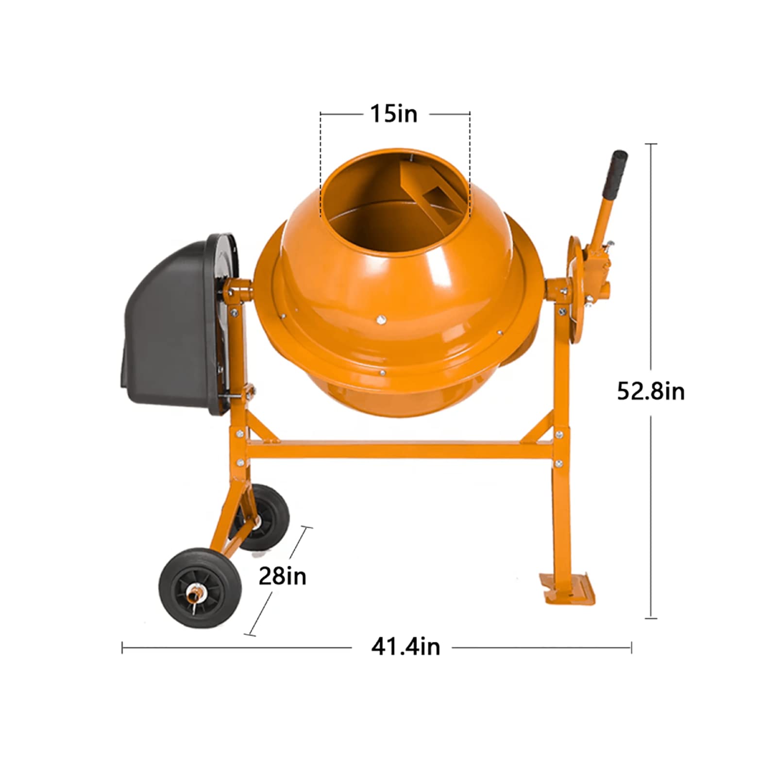 Generic Portable 4.2 Cu Ft Concrete Cement Mixer, 1/2 Hp Electric Mixer Machine with Wheel & 120L Freestanding Barrow Machine, Mixing Tools for Stucco Mortar (Yellow) 41.4 x 28 x 52.8 Inches (Gen120)