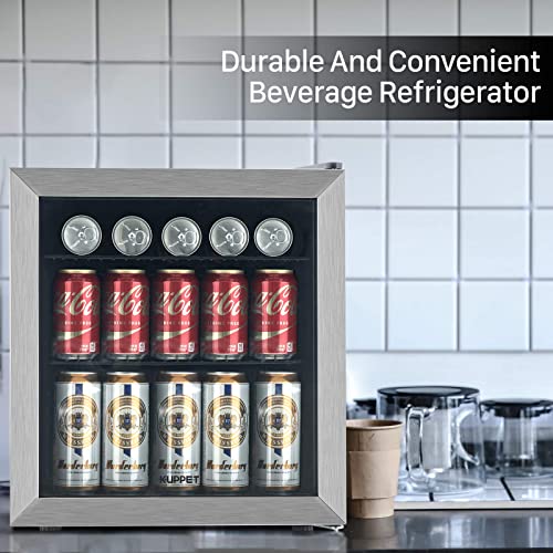 TABU 70 Can Beverage Refrigerator,Mini Fridge with Glass Door, Beverage Cooler for Beer Soda or Wine, Ideal for Home, Office or Bar (1.6 Cu.Ft)