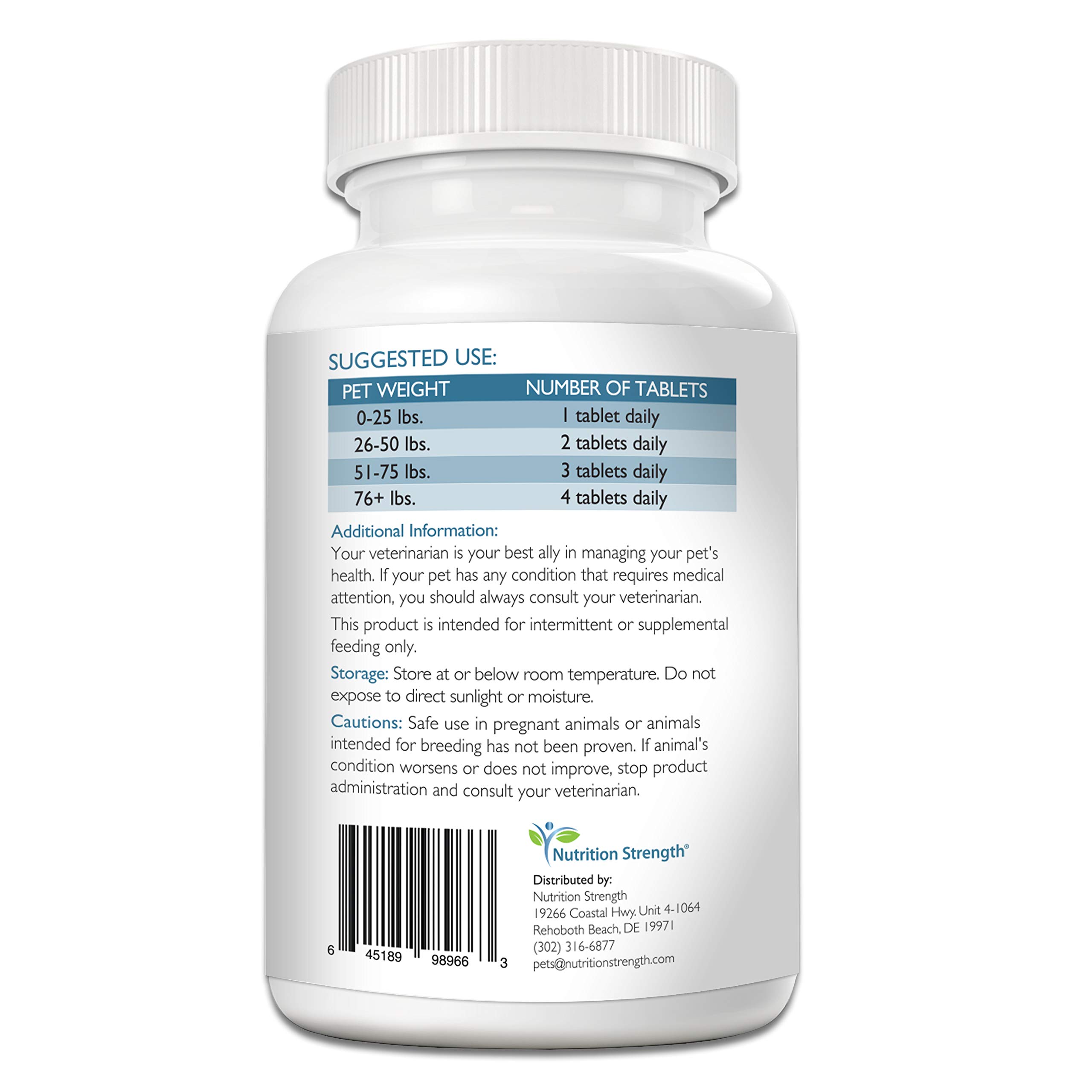 Nutrition Strength Vitamin B12 for Dogs Plus Folate & Calcium, Support the Nervous System & Blood Cell Formation, Help Sustain Cellular Energy Generation & Maintain DNA Synthesis, 120 Chewable Tablets