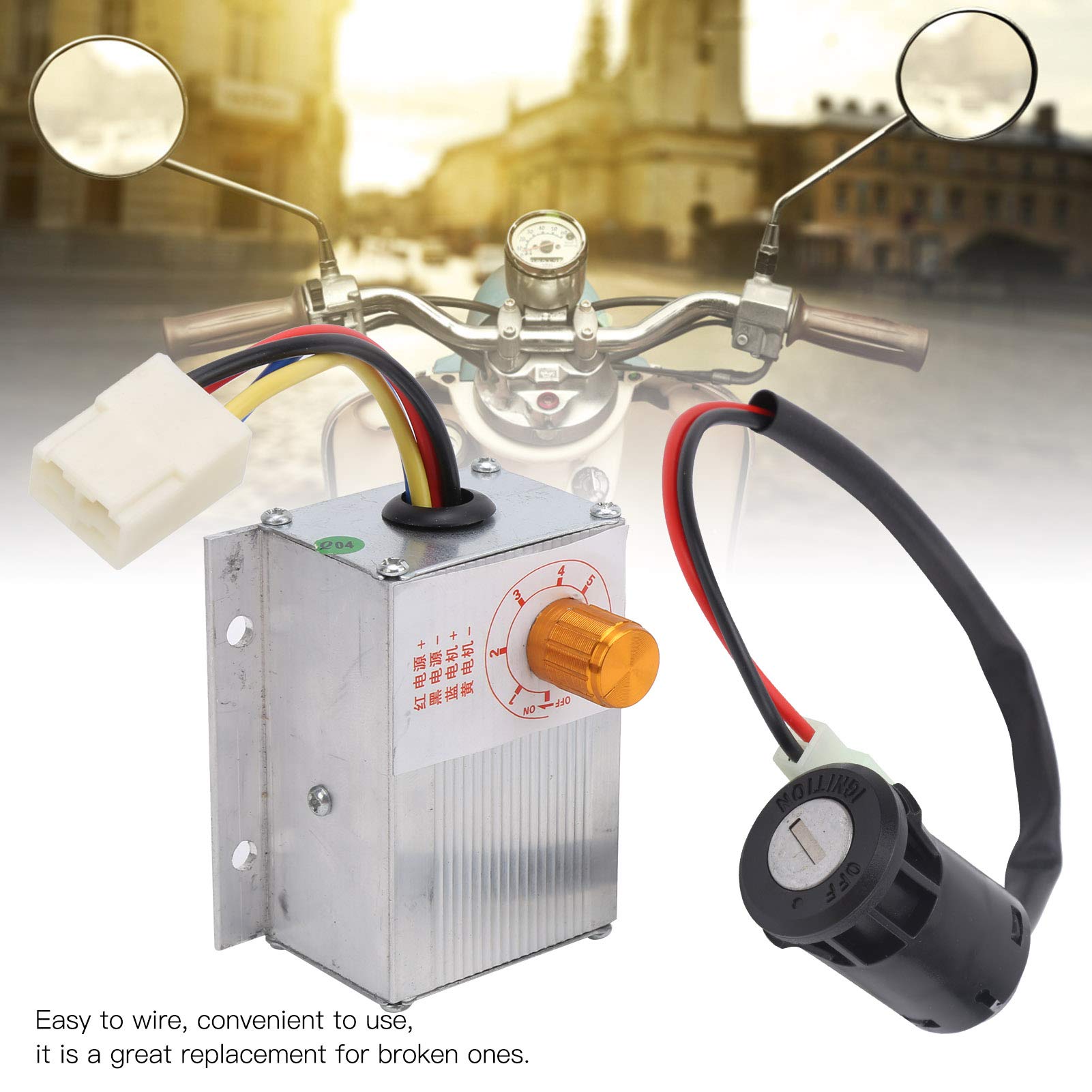 Dilwe Electric Bicycle Controller, 12V 250W Speed Regulator Controller with Electrical Lock Key Set Electric Bicycle Accessories