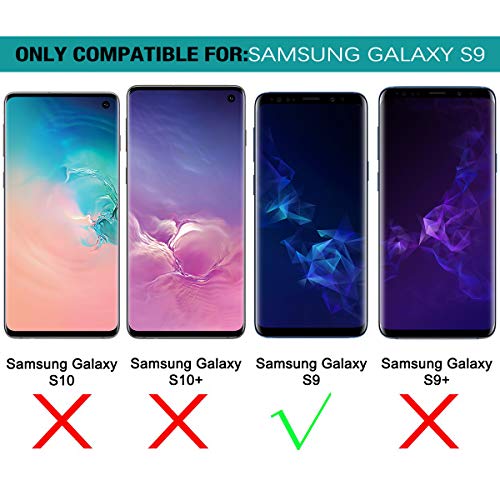 SURITCH Case for Samsung Galaxy S9,【Built in Screen Protector】【Support Wireless Charging】 Rugged Back Cover Hybrid Bumper 360 Protective Case Matte Shockproof for S9 Case 5.8"(Black)