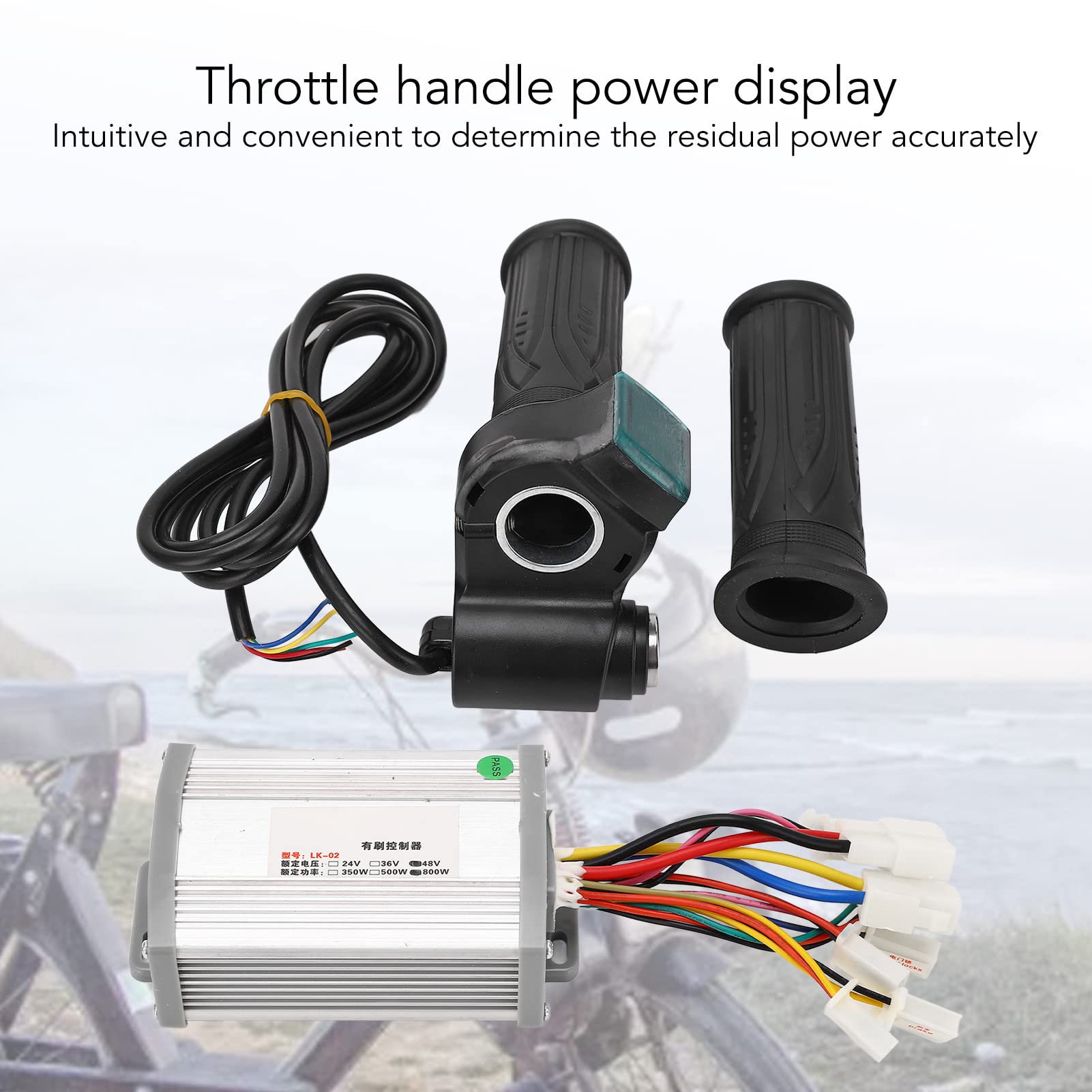 Dilwe Electric Motor Controller Kit,48V 800W Motor Controller Throttle Grip with Lock and Keys for Electric Bike Scooter