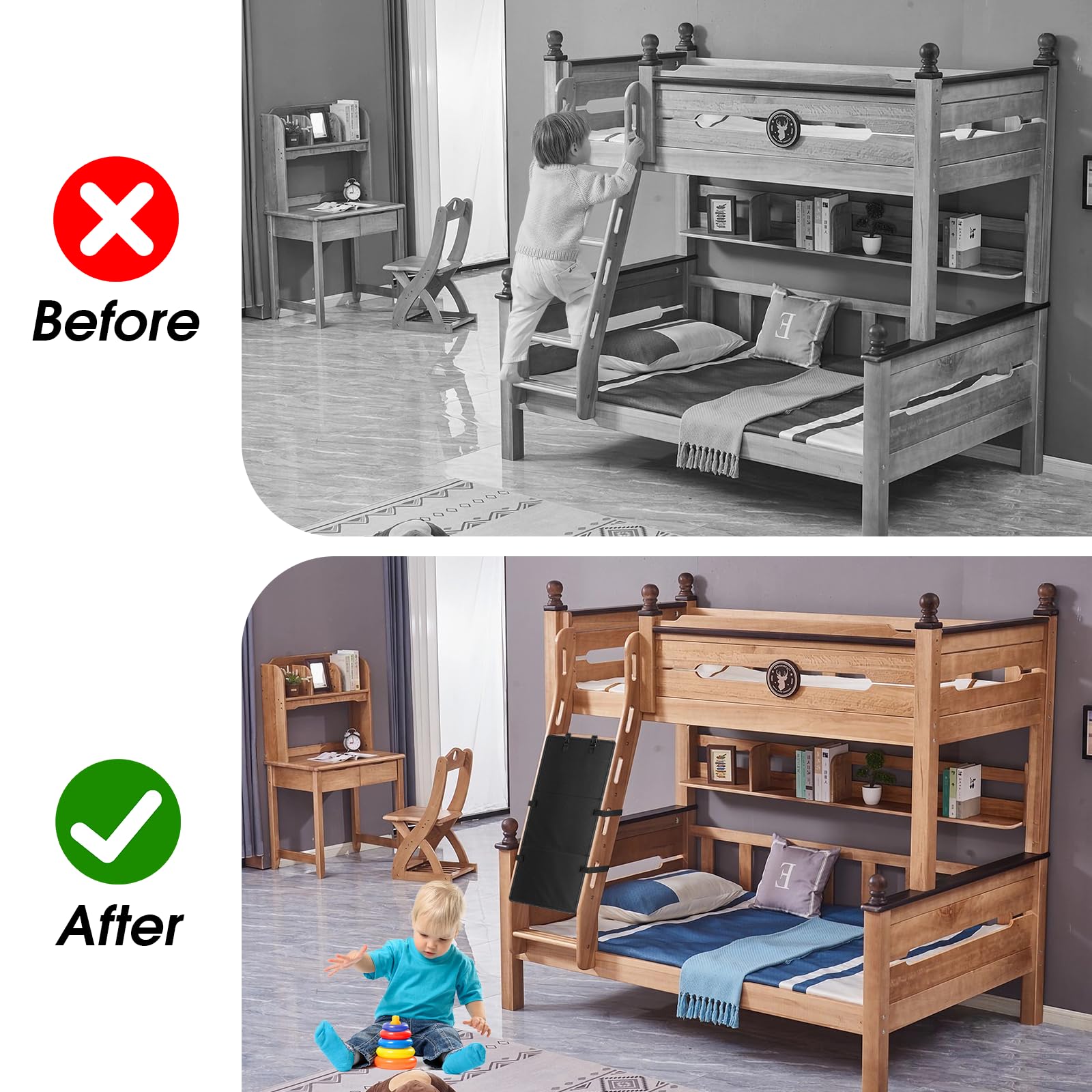 Ligebul Bunk Bed Ladder Cover,Kiddies Bunk Bed Ladder Cover Ladder Guard Pads to Prevent Kids from Climbing Ladders Cover, Black