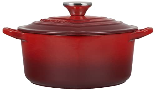 Le Creuset Signature Enameled Cast Iron Figural Heart Cocotte, 2 Quart, Cerise with Stainless Steel Knob