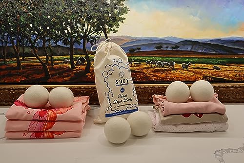 Wool Dryer Balls - Reusable Large Wool Laundry Balls for Dryer | Natural Fabric Softener, Saves Drying Time, Reduces Static and Wrinkles | Wool Balls for Dryer Replaces Dryer Sheets, Pack of 6