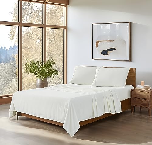 UGG 11787 Alahna Full Bed Sheets and Pillowcases 4-Piece Set Sleep in Luxury Machine Washable Deep Pockets Wrinkle-Resistant Silky Cooling Technology for All-Season Comfort, Full, Snow