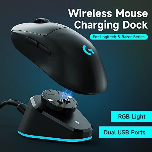 for Logitech G Pro Wireless Gaming Mouse Charging Dock RGB Compatible with Logitech G PRO X Superlight 2(2023), G502X Lightspeed,G903 Lightspeed for Razer Wireless Mouse/Logitech Powerplay Wireless