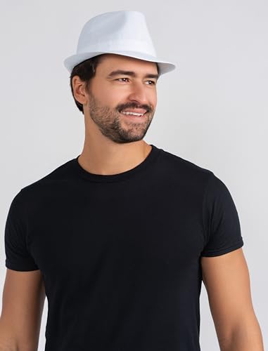 Dress Up America Fedora Hat - Black Fedora for Men and Women - Trilby Costume Hat for Adults - Available in Black and White