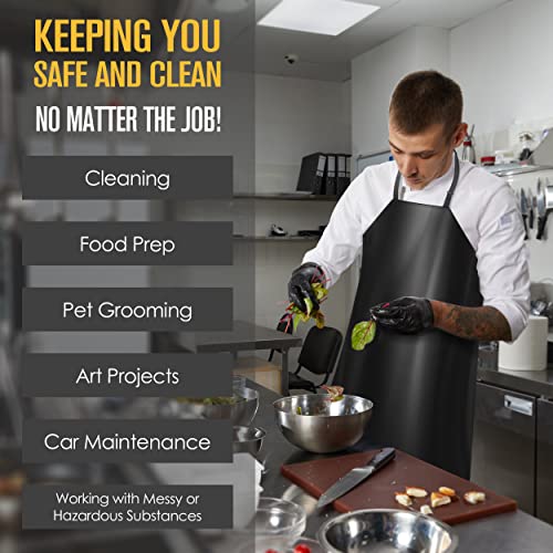 Houseables Heavy Duty Apron, Waterproof Rubber Aprons, 39x26, Vinyl, Plastic, Black, Long, Water Proof & Resistant, Thick Butcher Industrial Bib, For Dishwashing, Dishwasher, Kitchen, Dog Grooming