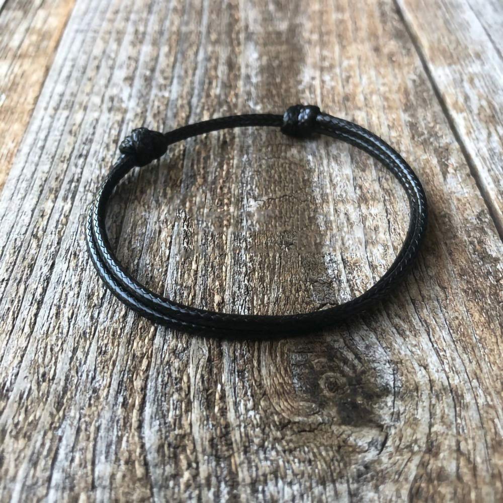DOLLRINBOY Handmade Bohemian Bracelets|Anklet Adjustable Red Black String Bracelets For Women Men Girls Boys (Simple-Black)