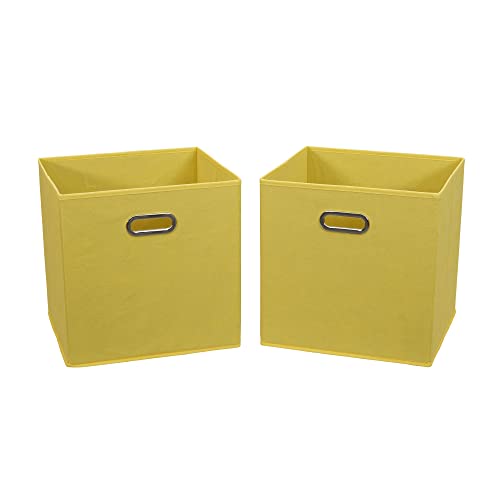 Household Essentials, Golden Yellow 2 Pack Open Storage Bins with Dual Handles, 13 x 12 x 13