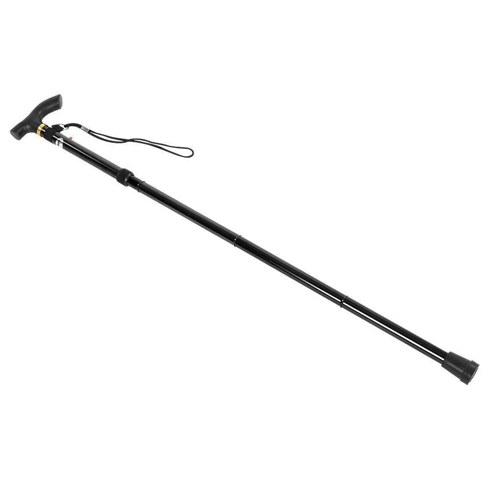 Dilwe Walking Stick, Telescopic Anti-Skid Trekking pole Collapsible Hiking Poles Folding Walking Cane for Outdoor Camping Hiking (Black)
