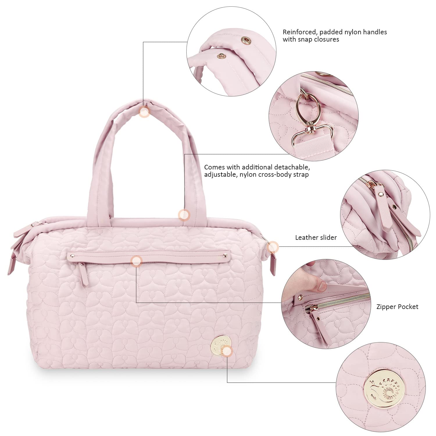 Large capacity Mama bag,Stroller hang bag,portable diaper organizer storage bag,unsex baby shower gift (Pink)