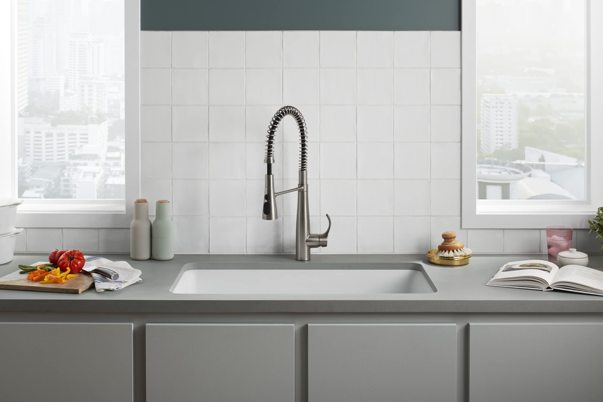 KOHLER K-8206-CM6 Cairn Sink, 33 in, Matte White