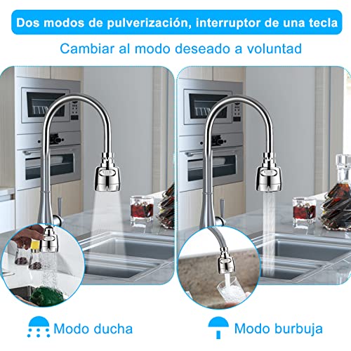 Faucet Aerator, 2022 Kitchen Sink Faucet Sprayer Head 360° Rotatable, High Pressure and Anti -Splash Water Saving Faucet Spray Head Bubbler for for Faucet Replacement Head, G1/2 Connector, 2 Modes
