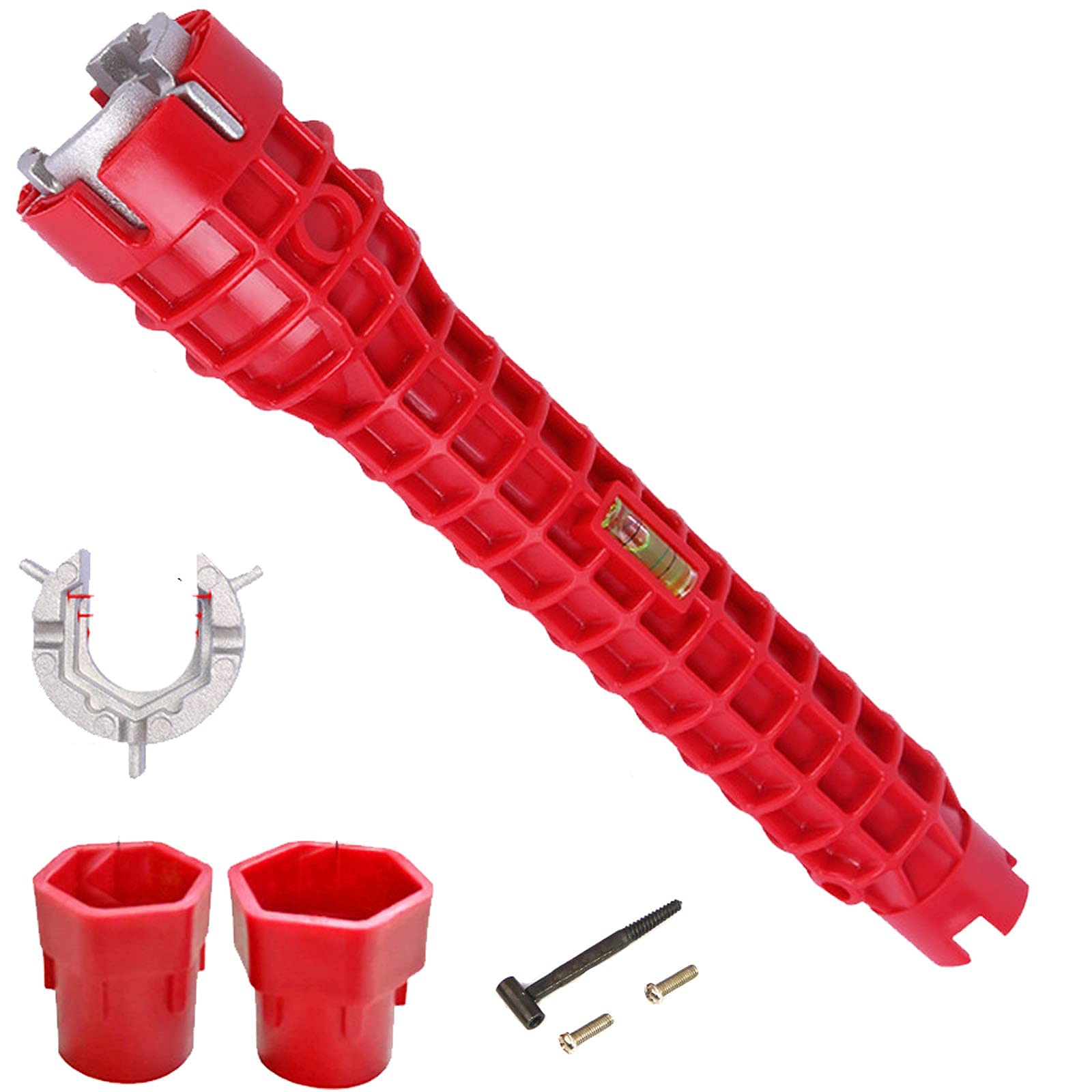 Faucet and Sink Installer Tool,8 in 1 Faucet and Sink Installer Multi Tool,Multi-Purpose Plumbing Tool Multifunctional Repair Installation Hand Tools For Toilet Bowl/Sink/Kitchen(One-way Red)