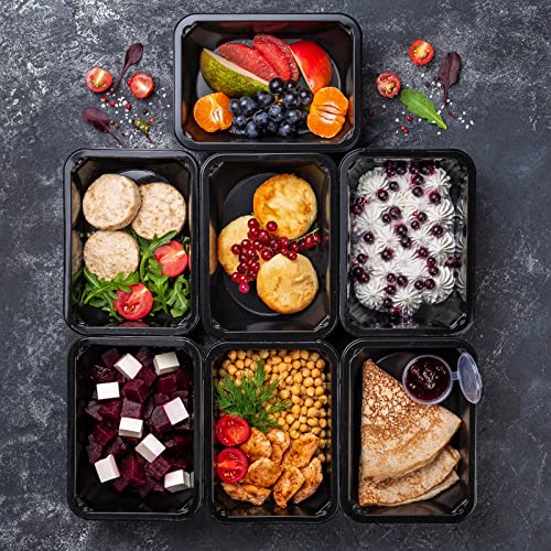 MORDEN MS 50-Pack Meal Prep Containers With Lids Reusable To-Go Food Containers Plastic Bento Boxes Food Storage Lunch Box, Microwave/Freezer/Dishwasher Safe, 1 Compartment, BPA-Free, 750ML/26 OZ