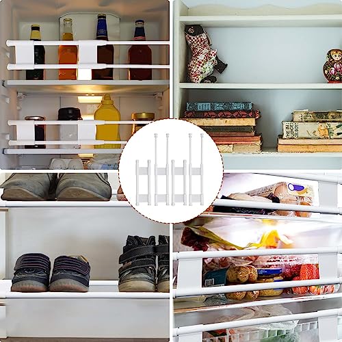 SAVITA 4pcs Rv Refrigerator Bars, 9.8-15.7inch White Adjustable Rv Fridge Tension Bars Metal Rv Fridge Bars for Holding Food Drinks Rv Refrigerator Accessories