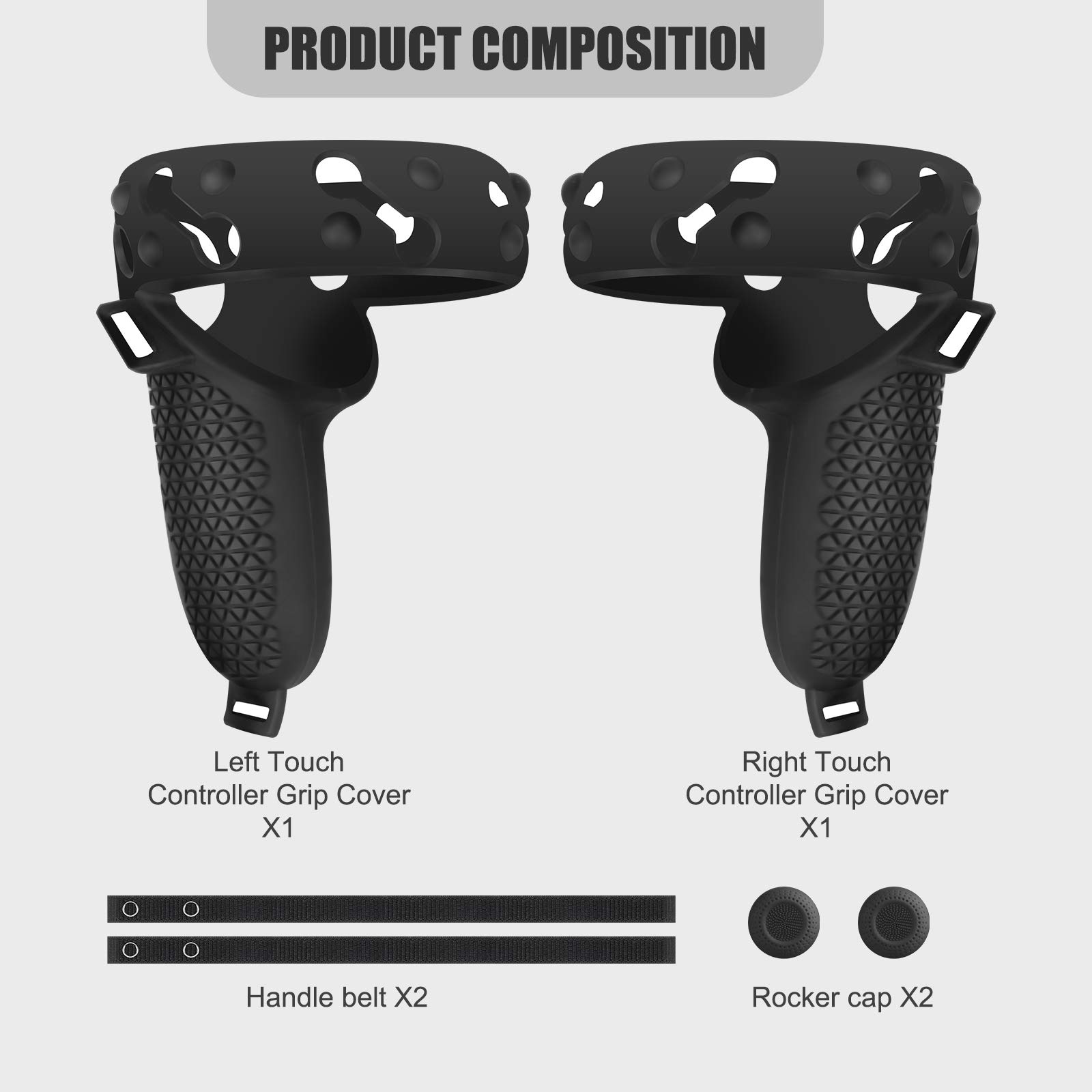 Eyglo Controller Grip Cover Strap and Face Cover Sweat Guardfor Meta/Oculus Quest 2,Sweatproof Washable Light Blocking