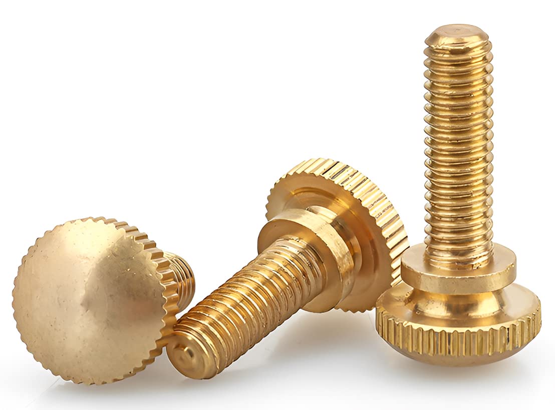 HSCRSTAR M6x16mm 2pcs Brass Thumb Screws High Head Knurled Screw Bolts