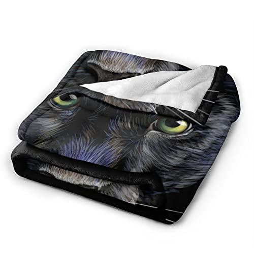 Panther Throw Blanket Realistic Animal Head Plush Fleece Flannel Blanket Ultral Soft for Sofa Couch Bed Living Room Pet Suitable for All Seasons 50"x40"