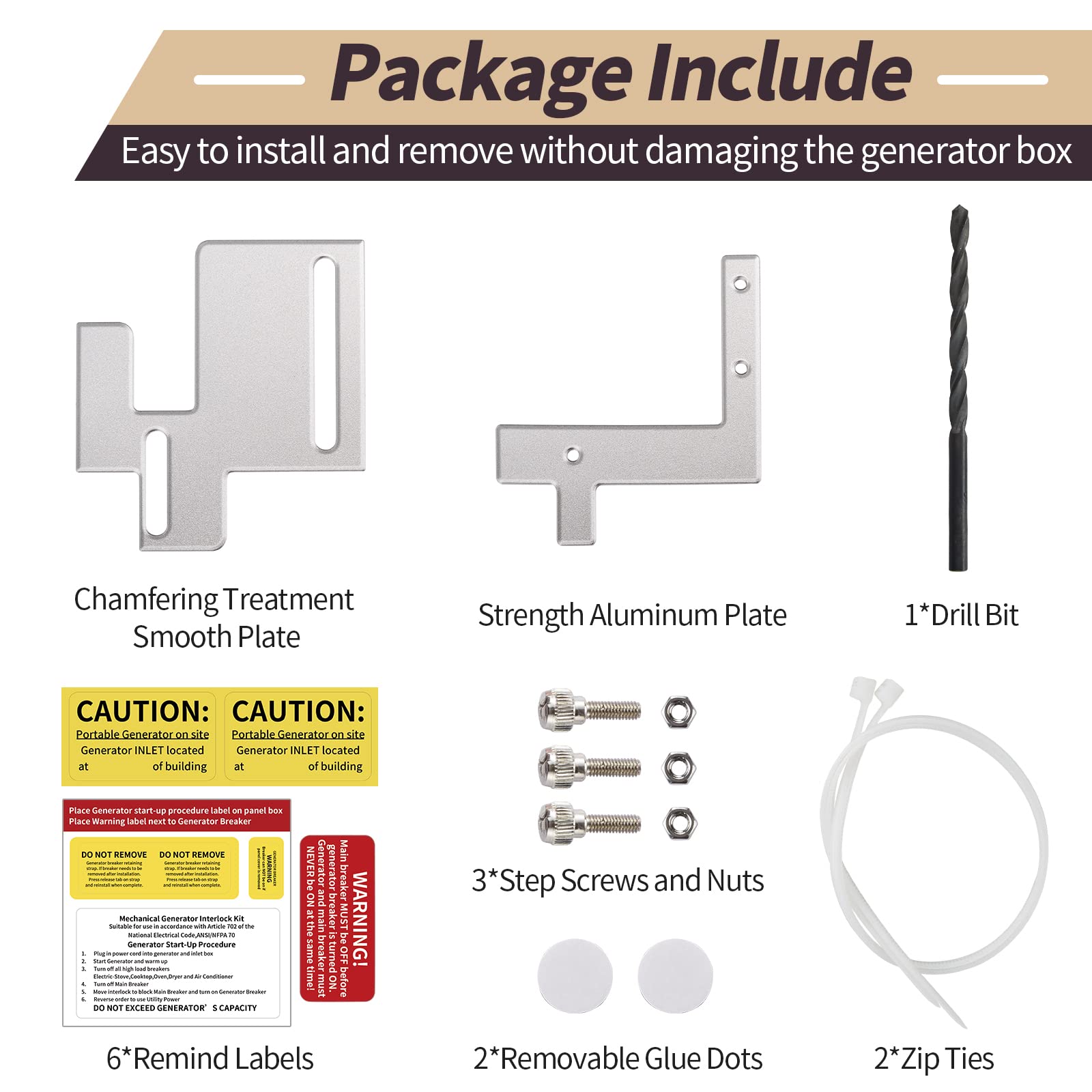 Generator Interlock Kit for Eaton/Cutler Hammer BR Series Breaker Box 150 A/200 Amp, Apply to 1 1/4 to 1 7/16 Inches Spacing Between Main and Generator Circuit Panel, Anodized Generator Lockout Kit