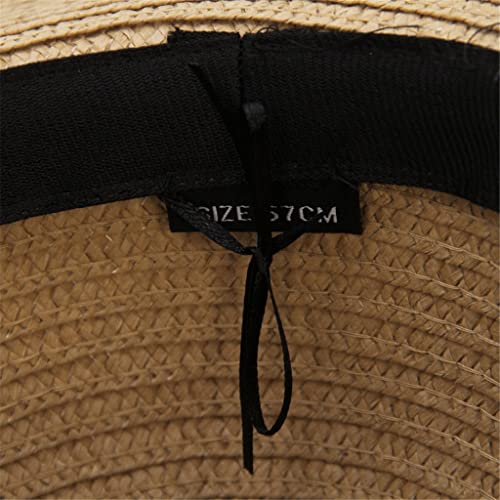 EODNSOFN Oversized Straw Hat for Women Wide Brim Summer Sun Hat Packable Large Paper Beach Hat (Color : F, Size : 56-58cm)