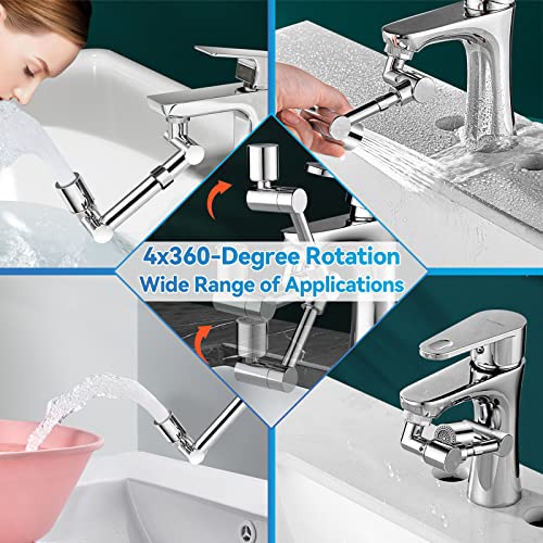 Faucet Extender, 1440 Rotating Faucet Extender for Bathroom Sink, Universal 1080 Degree Rotatable Faucet Aerator, Multifunctional Swivel Faucet Attachment With 2 Water Outlet Modes (Retractable)