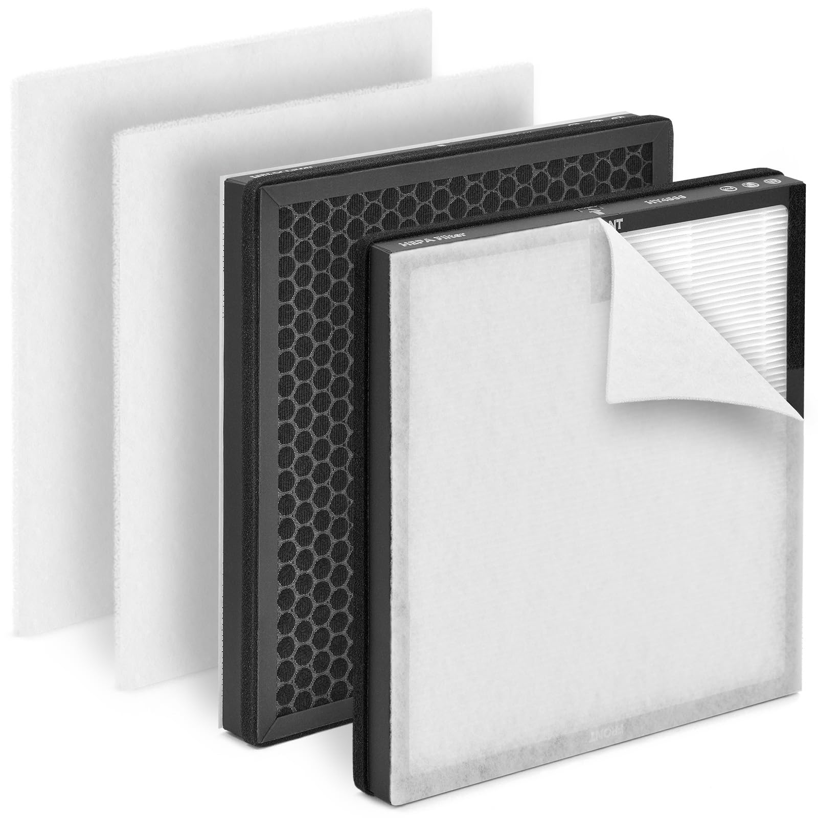 HSIAMEN [Enhanced 4+8] HY4866 Air Purifier Replacement Filter Compatible with MORENTO HY4866 Air Purifier, WESTHEY HY4866 and YIOU M1 Air Cleaner Purifier, Enhanced Version 4-Pack