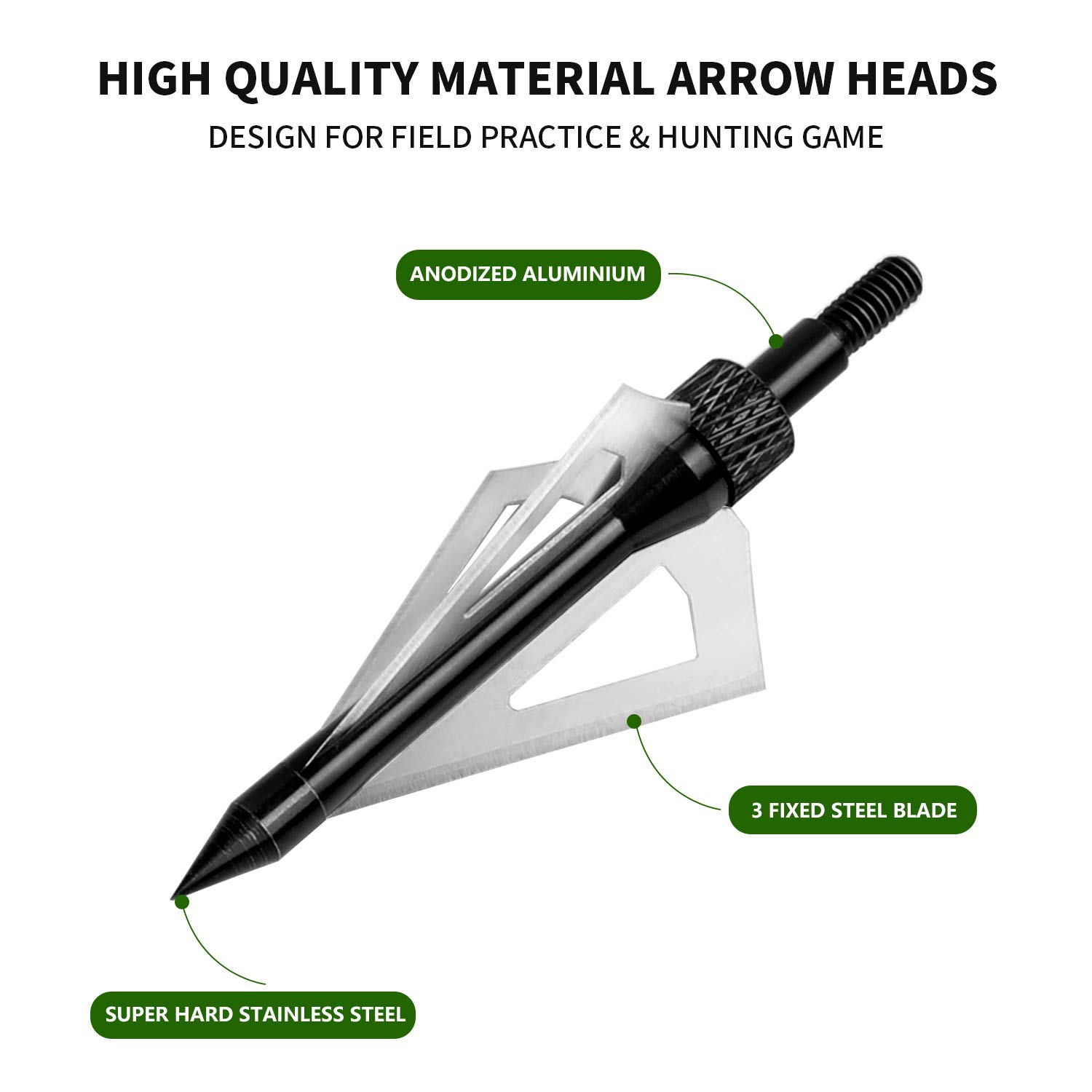 EONACTVE Broadheads 100 Grain - Crossbow Broadheads 24PK 3 Blades Arrow Tips Archery Broadheads for Hunting and Shooting Game, Pack with Storage Case