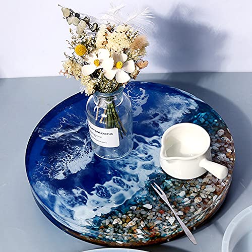 RESINWORLD 12'X2'' Deep Large Round Tray Mold, Tray Board Table Clock Silicone Molds for Resin Casting, Floral Flower Preservation Bouquet Resin Mold