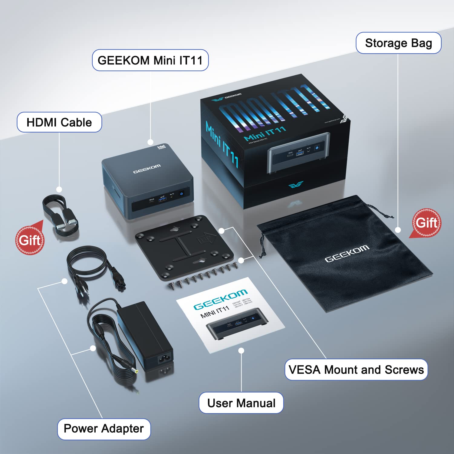 GEEKOM Mini Desktop Computer, Mini PC with i5-1155G7(Up to 4.5 GHz), 16GB Dual DDR4 512G SSD Windows 11 Pro Small Computer
