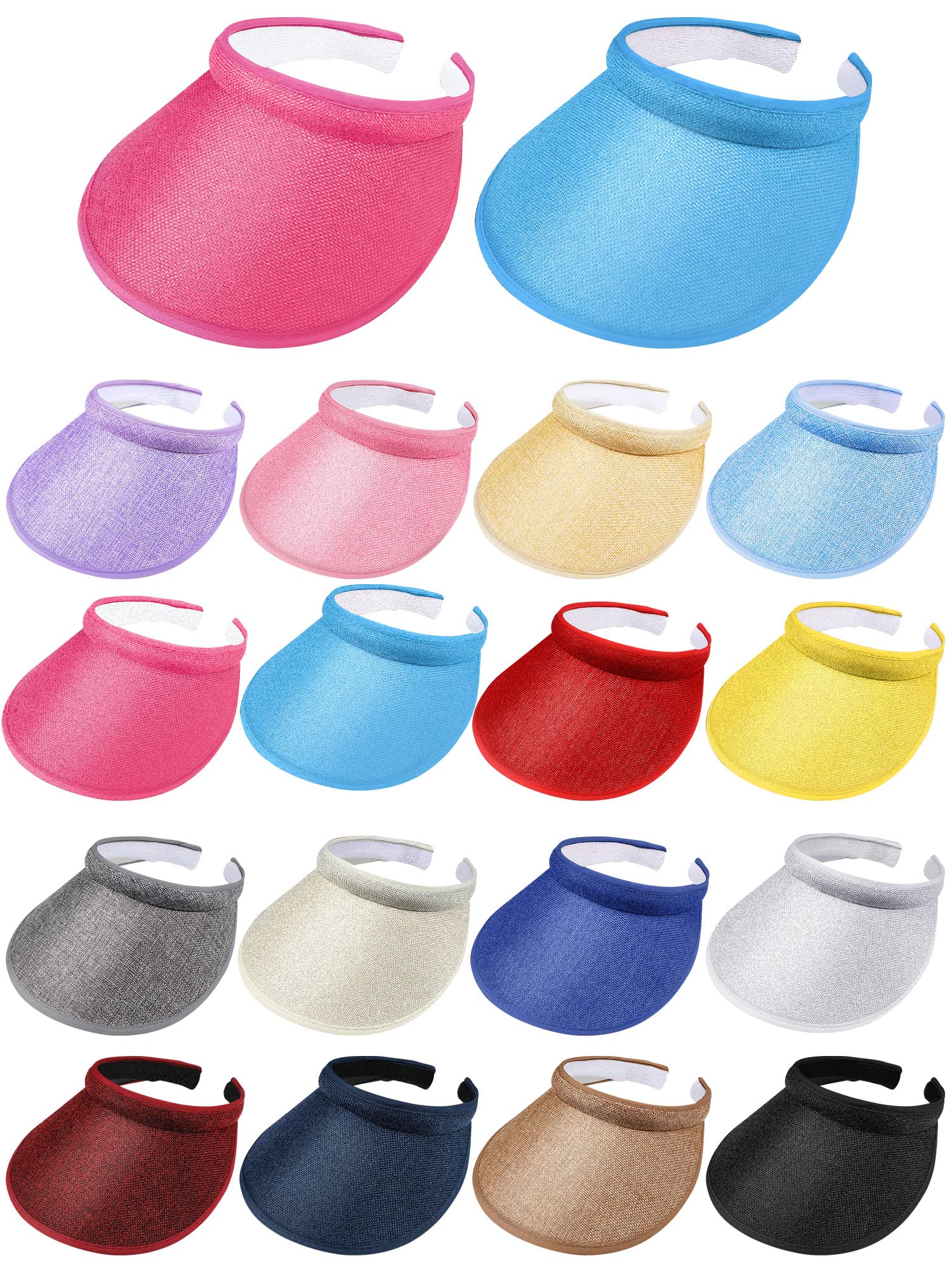 Giegxin 16 Pcs Clip On Visors Bulk for Women Straw Visor Beach Visors Adjustable UV Protection Hat Brim Clips Athletic Large Brim Visor Caps Face Protection Tanning Bed Hat for Tennis Baseball Golf
