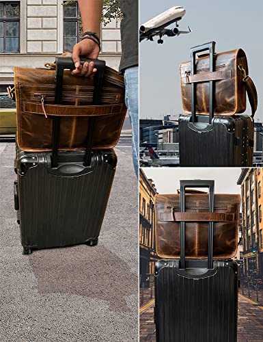 Leather Messenger Bag for Men - Full Grain Leather Briefcase Laptop Satchel Office Crossbody Travel Bag by Rustic Town (16 Inch, Brown)
