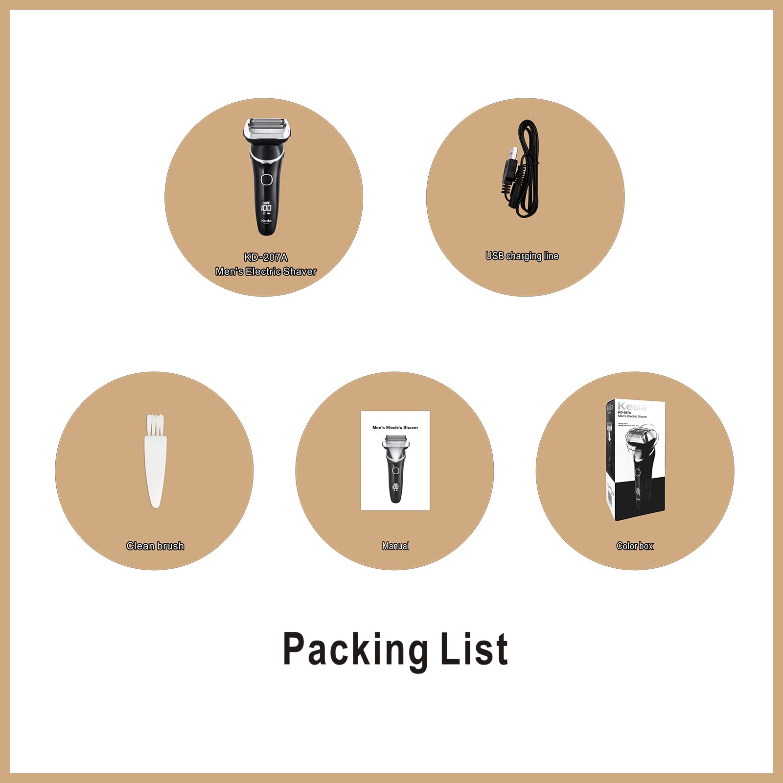 KEDA Electric Shaver, Men's 3-Blade Cordless with Shave Sensor Technology and Wet/Dry Convenience,Waterproof Foil Shaver