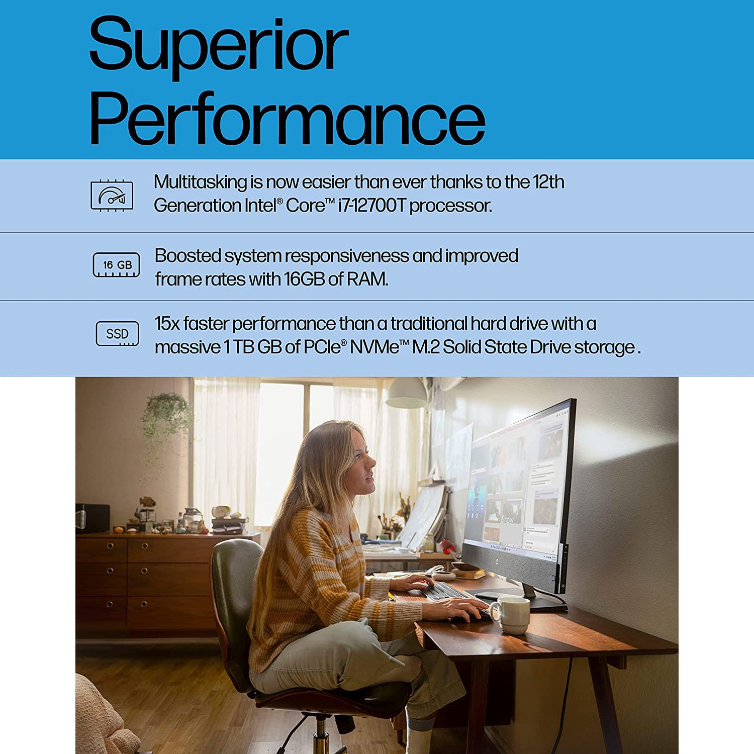 HP Pavilion 32-b0050 All-in-One 32" Desktop, i7-12700T, 16GB/1TB SSD Bundle with Elite Suite 18 Software + 1 Year Protection Warranty