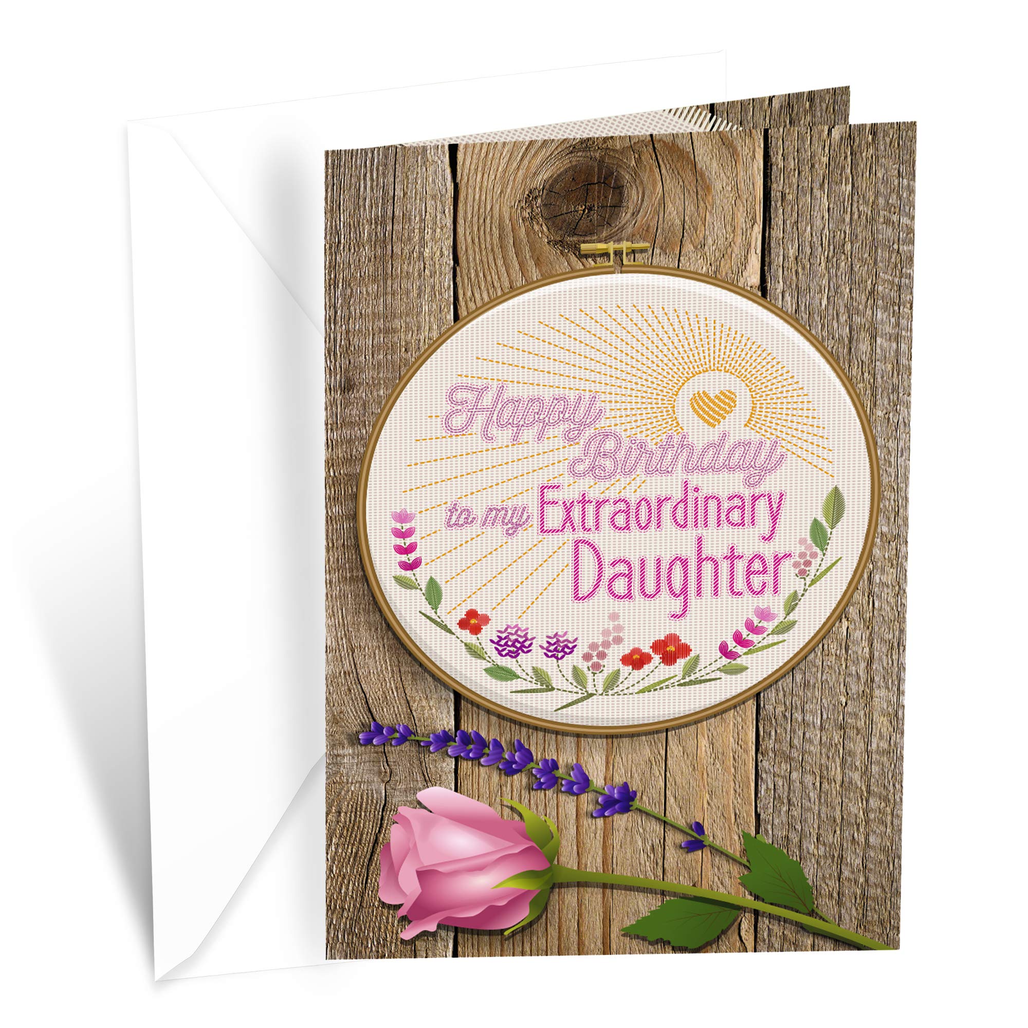 Prime Greetings Happy Birthday Card For Daughter, Made in America, Eco-Friendly, Thick Card Stock with Premium Envelope 5in x 7.75in, Packaged in Protective Mailer