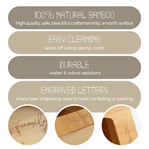 IOCREATIVE Ziplock Bag Storage Organizer - Food Baggie Holder for Kitchen Drawer - Sandwich, Snack, Quart & Gallon variety size bags - Compatible with Ziploc, Solimo, Glad, Hefty - Bamboo