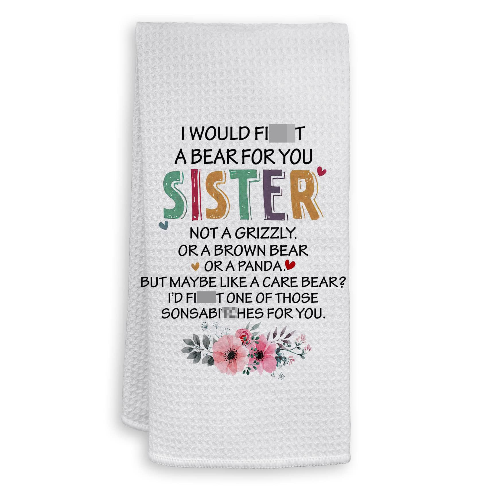HIWX Sister Gifts Decorative Kitchen Towels and Dish Towels, Watercolor Floral Sister Mother's Day Hand Towels Tea Towel for Bathroom Kitchen Decor 16×24 Inches