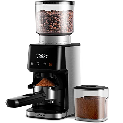 SHARDOR Conical Burr Coffee Grinder Electric for Espresso with Precision Electronic Timer, Touchscreen Adjustable Coffee Bean Grinder with 51 Precise Settings, Brushed Stainless Steel