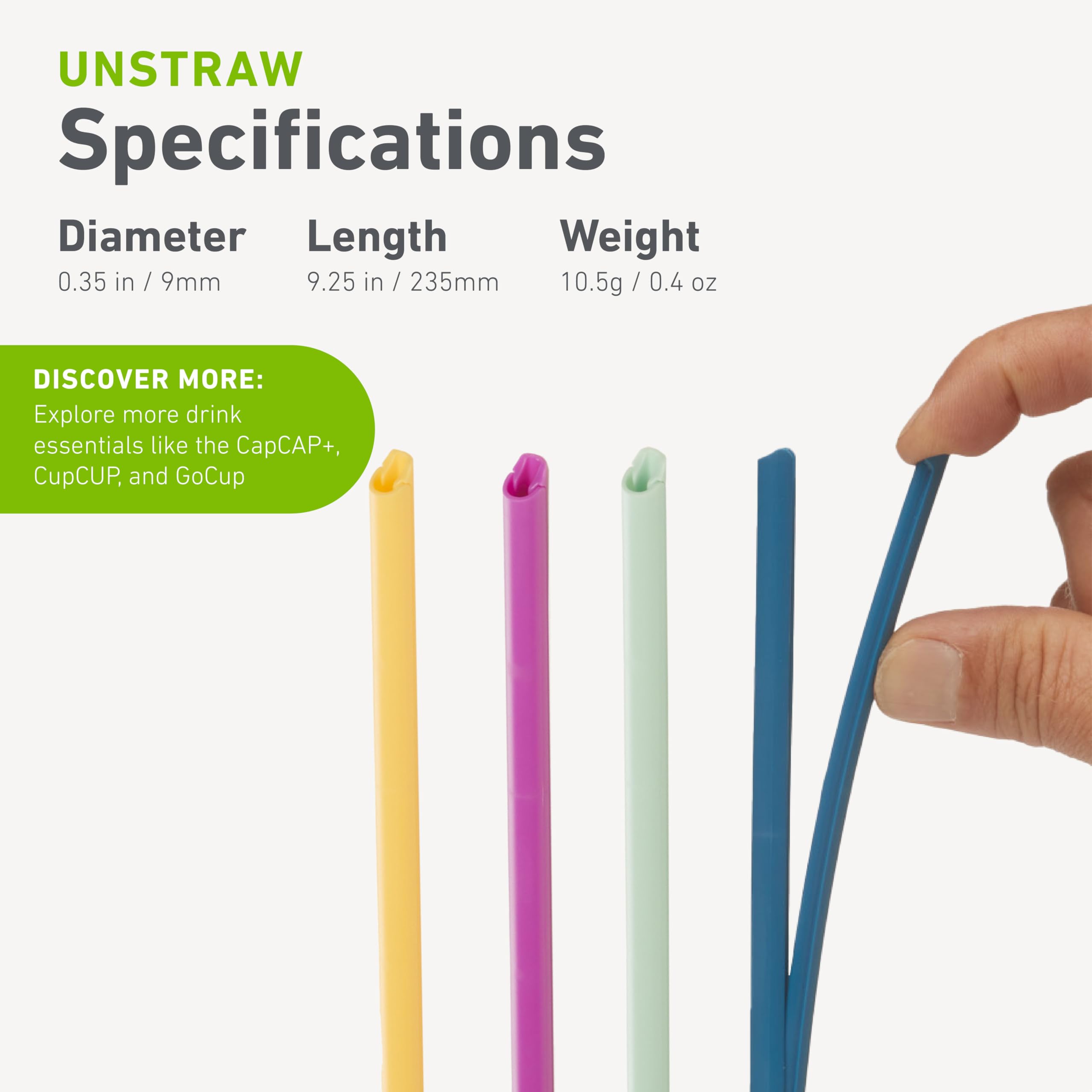 humangear UnStraw, 4-Pack | Reusable | Washable | BPA-Free, Light Blue/Yellow/Purple/Mint