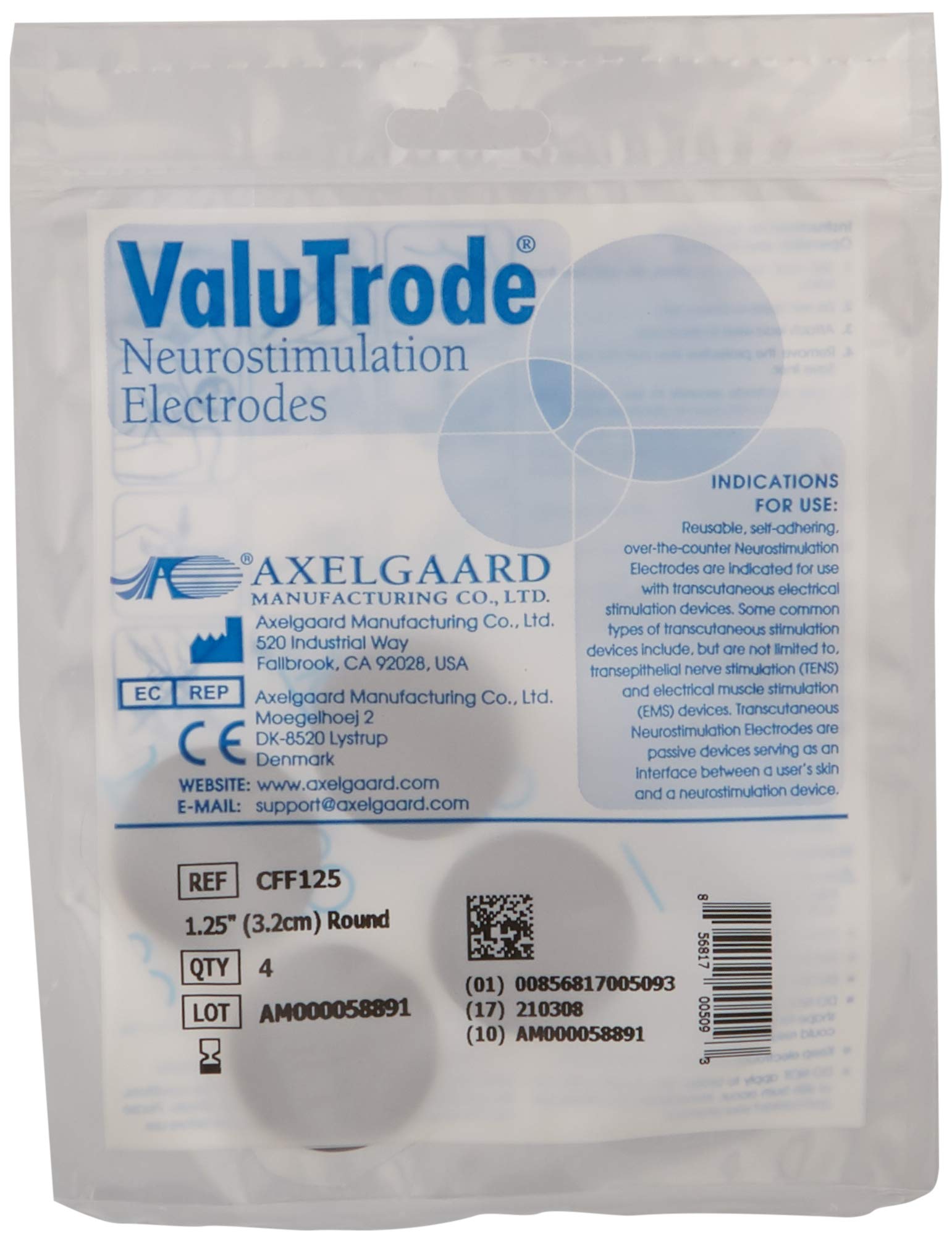 Physical Therapy 58769 Axelgaard ValuTrode Foam Electrodes, Performance and Longevity, 1.25" Round, Pack of 40