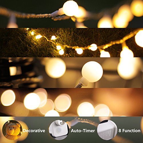 LED Globe String Lights, 100 LED Warm White Globe String Lights Plug in, Waterproof Globe Lights for Indoor and Outdoor, Ideal for Home, Wedding Party, Christmas, Balcony, 49ft Extendable Globe String