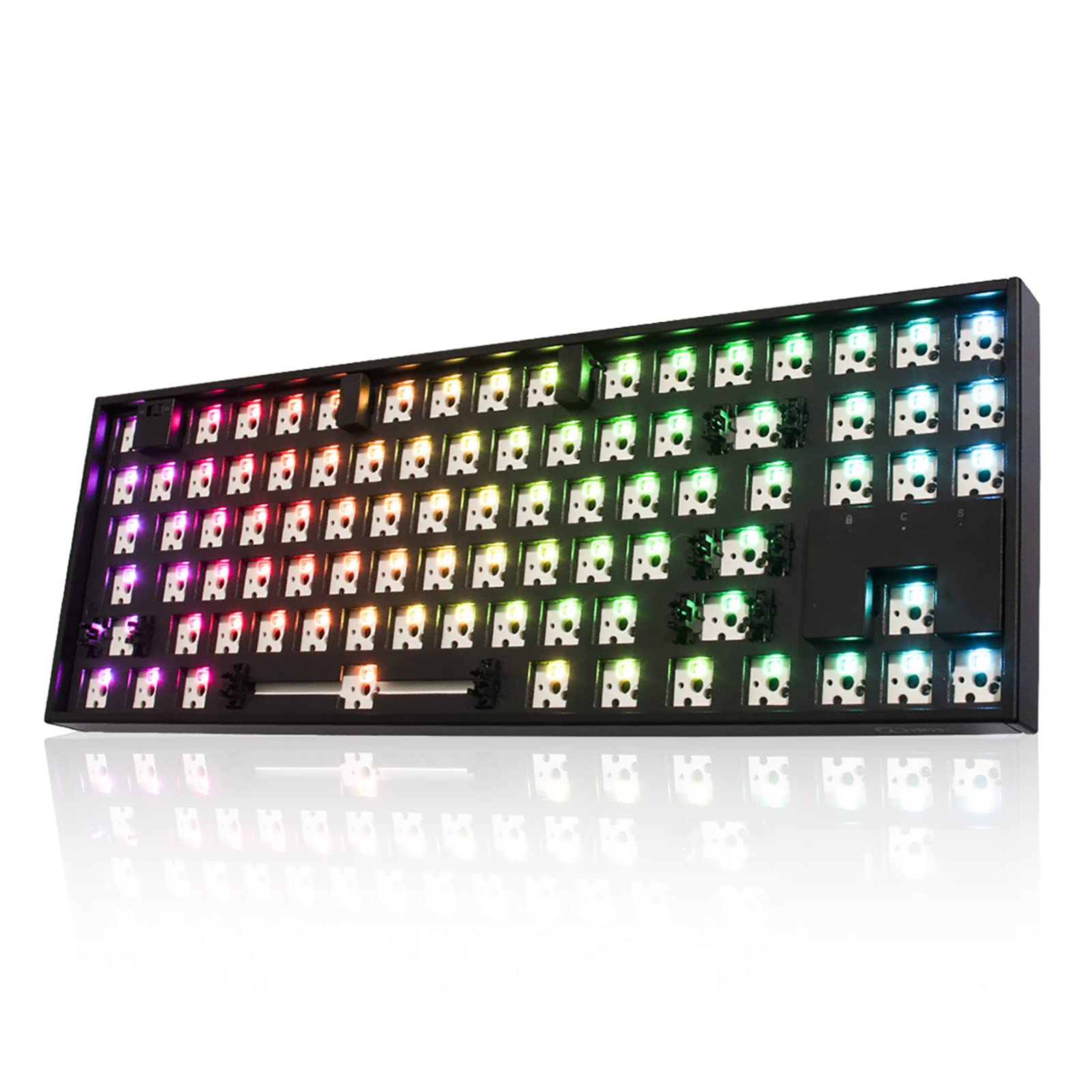 Hunfuthr AL87 RGB Hotswap Mechanical Gaming Keyboard Kit 87keys Aluminum Alloy Shell Keyboard Kit Triple Mode Connection with Replaceable MX Switch 5Pin/3Pin Sound Insulation Mat(Black)