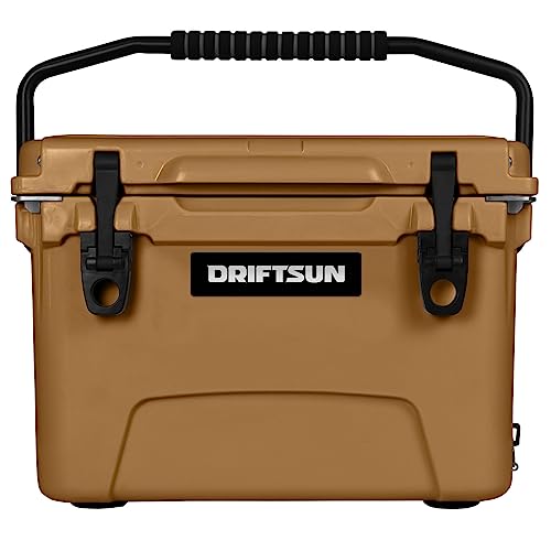 Driftsun 20-Quart Ice Chest, Heavy Duty, High Performance Roto-Molded Commercial Grade Insulated Cooler, Tan