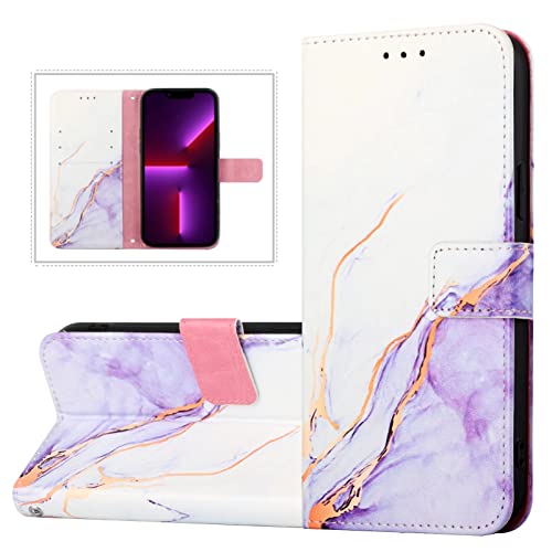 FTRONGRT Case for Tecno POP 5P, with Mobile Phone Holder, Fall-Proof, Suitable for Tecno POP 5P Folding Mobile Phone Leather Protective Shell.White Purple