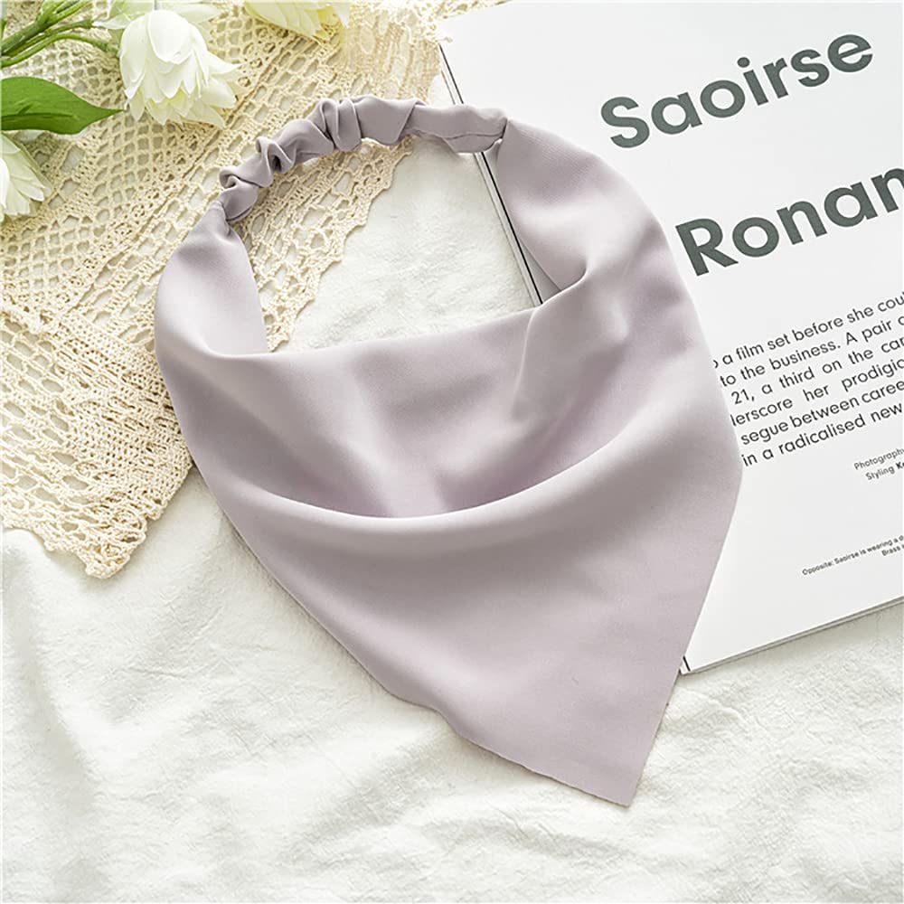 DINPREY Elastic Hair Scarf Headband for Women Bandana Headbands for Women Chiffon Head Kerchief Boho Scarf Bandanas with Hair (8 Colors Solid A)