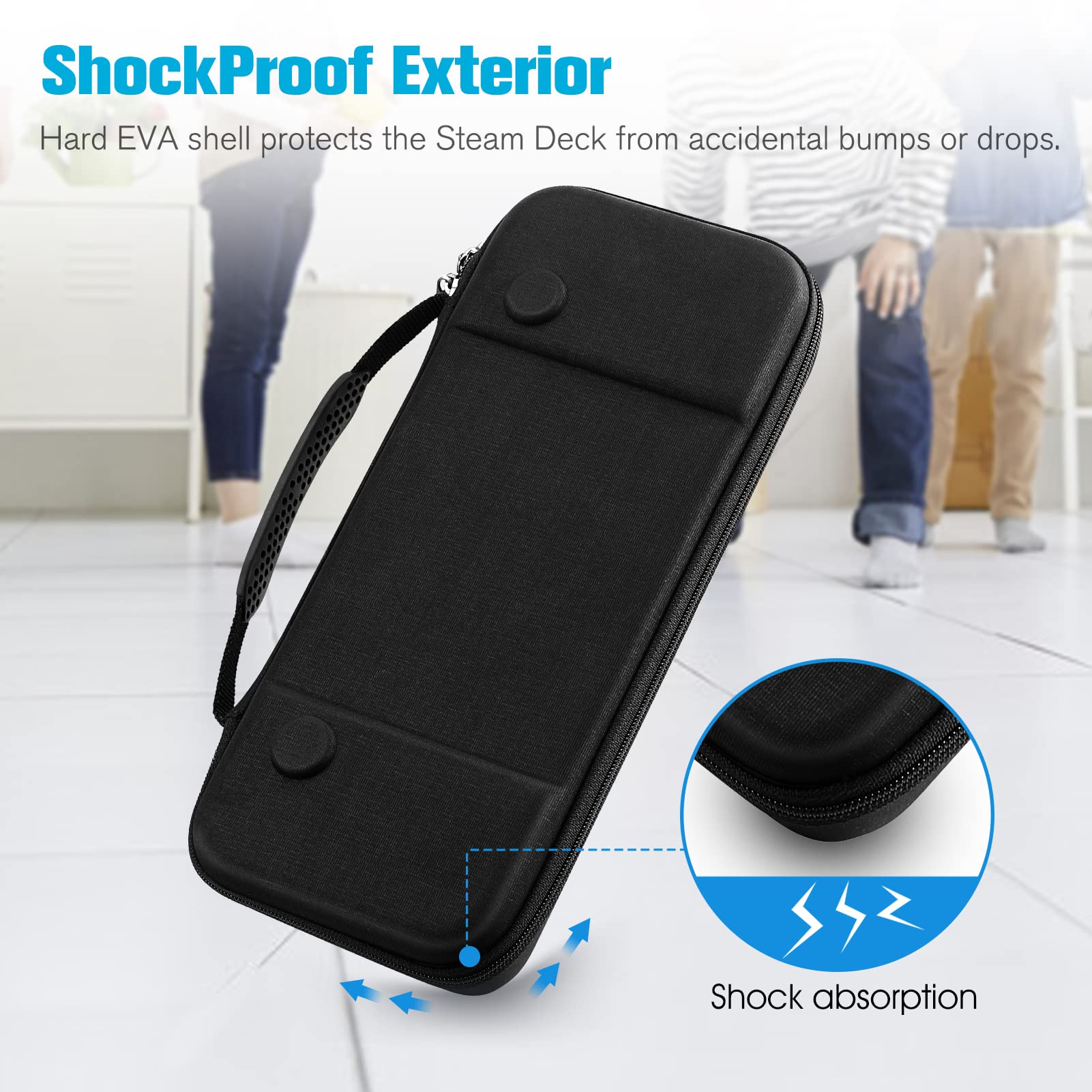 Fintie Slim Carrying Case for Steam Deck/ASUS ROG Ally 7" Gaming Handheld - [Slim Fit] Shockproof Protective Travel Storage Bag with 16 Game Cartridges (Black)