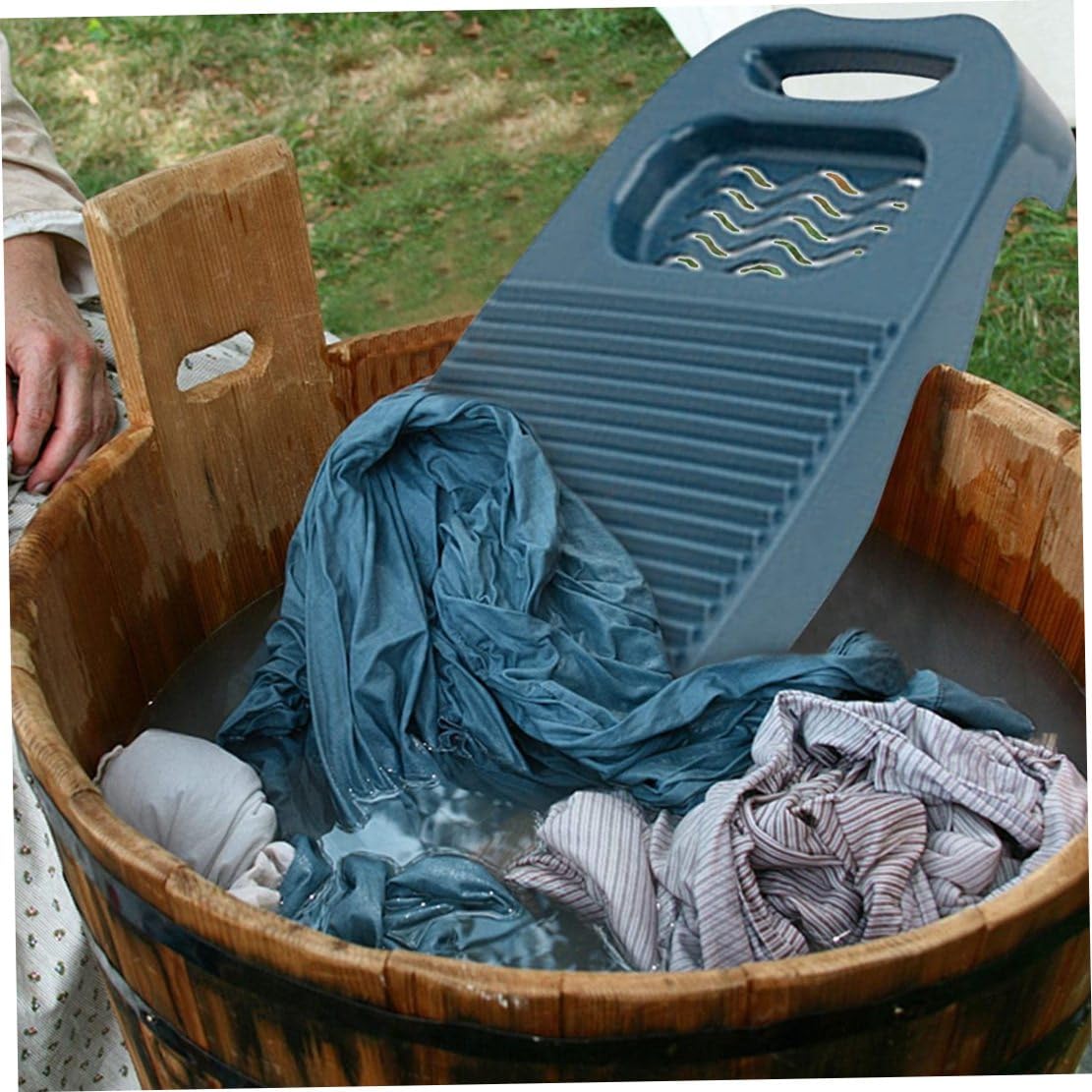 Large Plastics Washboards Hand Washing Board Household Laundry Board, Manual Home Anti-Slip Portable Rectangle Washboard Scrubboards Clothes Cleaning Tools Dark Blue,